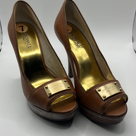 Michael Kors | Shoes | Michael Kors Heels Michael Kors Mk Classic Brown ...